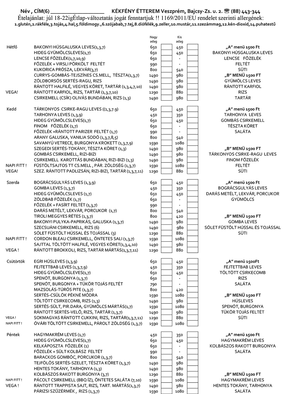 Napi menü - [MindenOké]